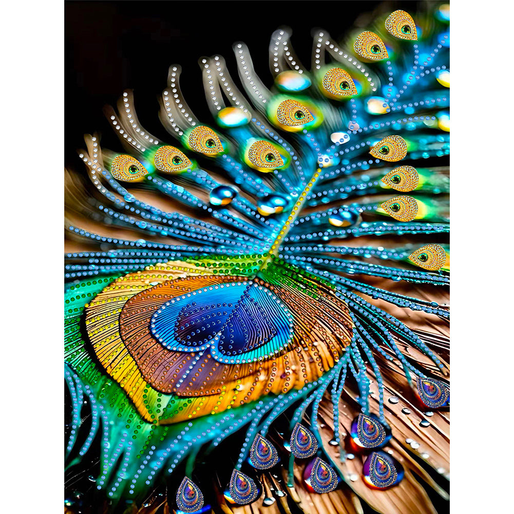 Diamond Painting - Partial Special Shaped - Gorgeous feathers (30*40CM ...