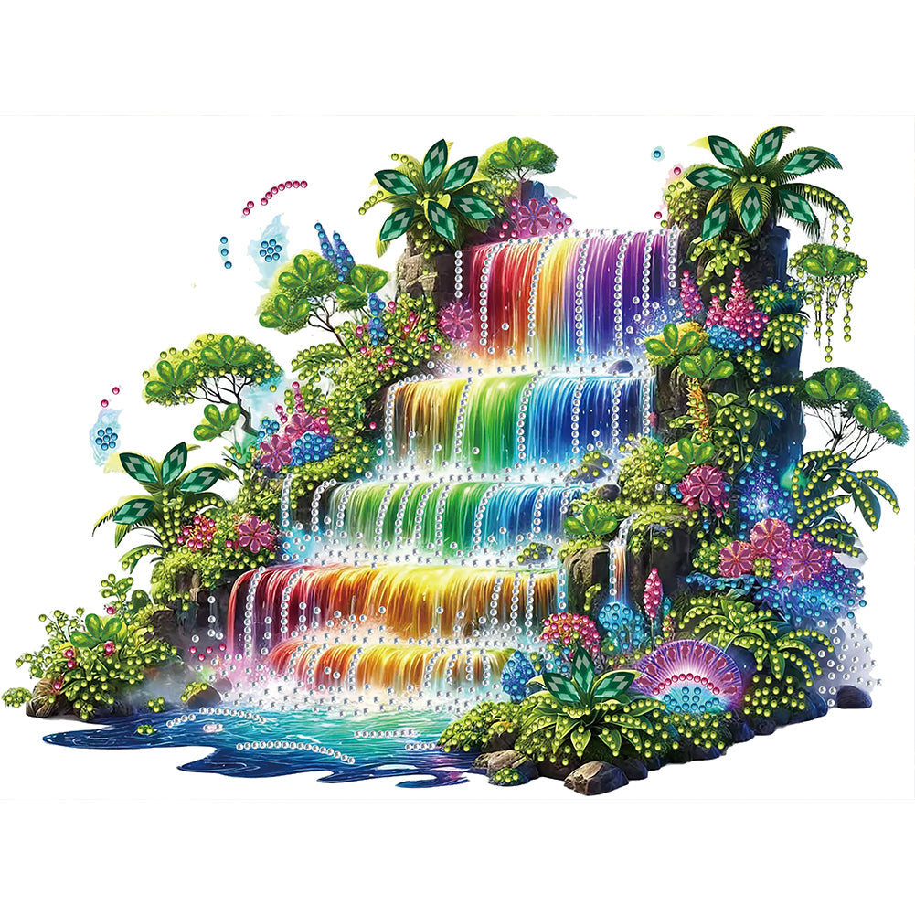 Diamond Painting - Partial Special Shaped - Rainbow waterfall (40*30CM ...
