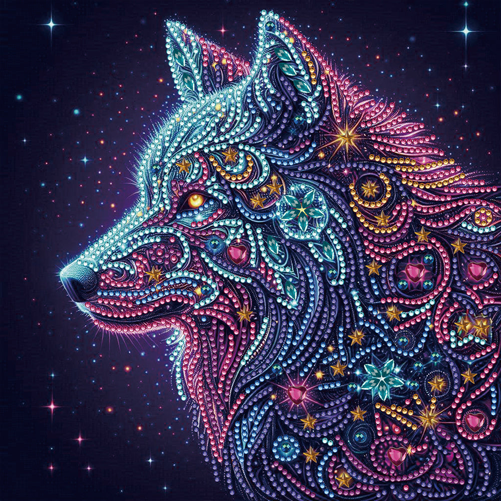 Diamond Painting - Partial Special Shaped - Starlight animal wolves (3 ...