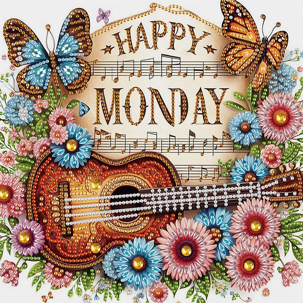 Diamond Painting - Partial Special Shaped - Notes Guitar Flower (30*30 ...