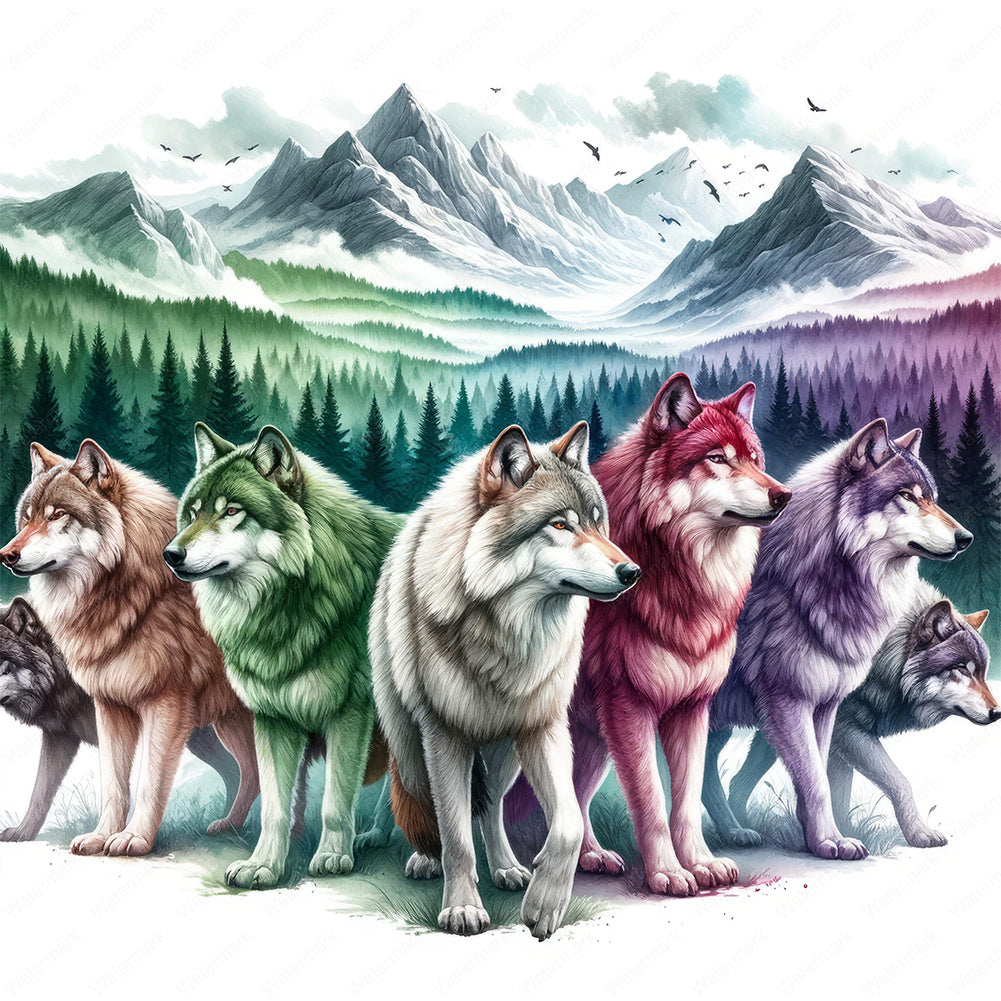 Diamond Painting - Full Round - wolf pack (40*40CM) – diamondartgift