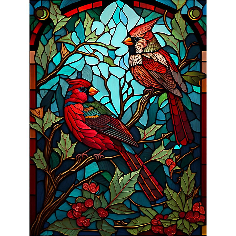 Diamond Painting - Full Square - Glass Art Cardinals (40*50CM ...